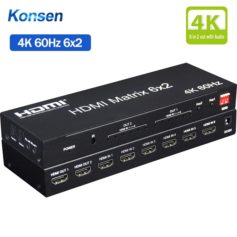 HDMI матричный коммутатор 6x2 Lieve With EU Plug