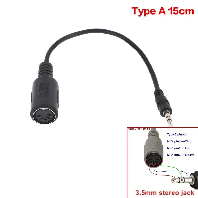KOQZM MIDI Din 5 на 3.5 мм TRS кабель-адаптер A1 Type A 15cm