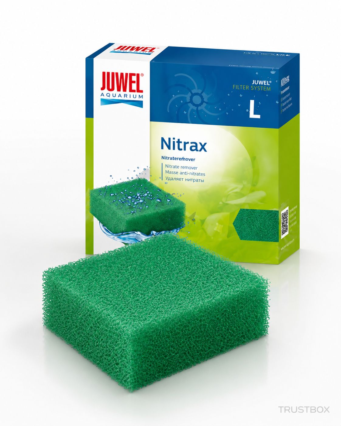 JUWEL Nitrax L, зелёная губка для фильтра Bioflow 6.0 L, 1 шт, 12.5 12.5 5 см