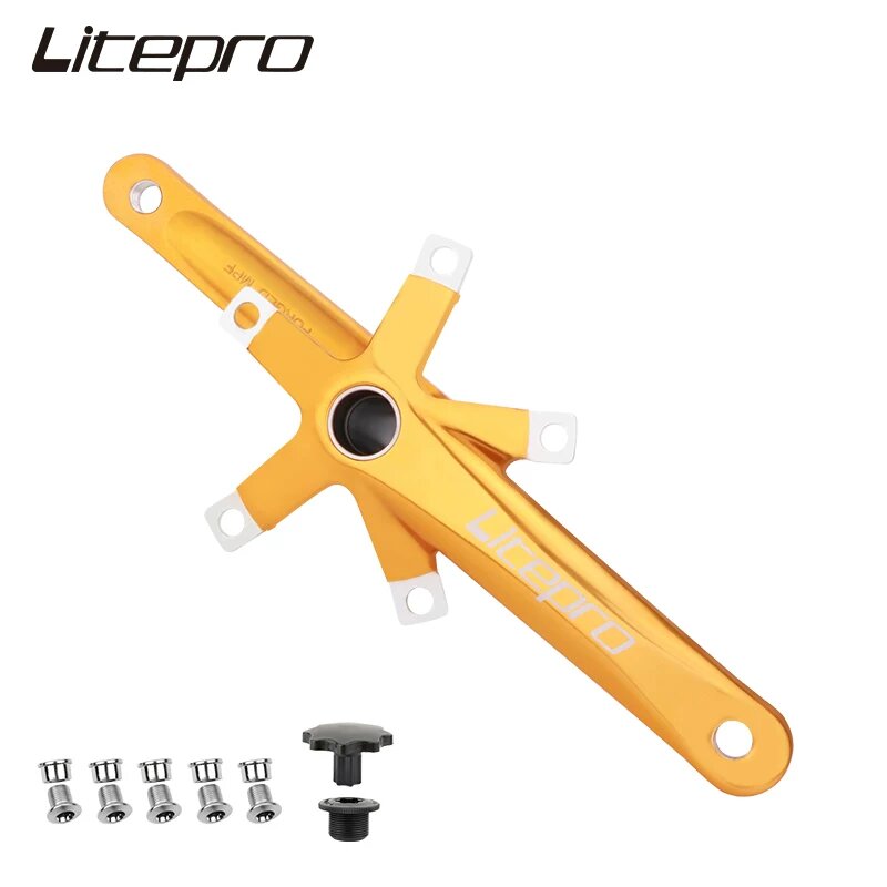 LP LitePro складной велосипед полый кривошип - блестящий золотой, совместимый с 412/P8/JP8 звездой