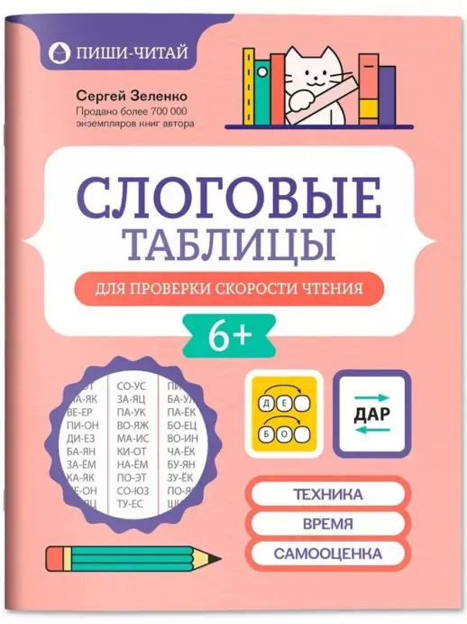 Зеленко С. "Слоговые таблицы для проверки скорости чтения 6+" Пиши-читай "Феникс"