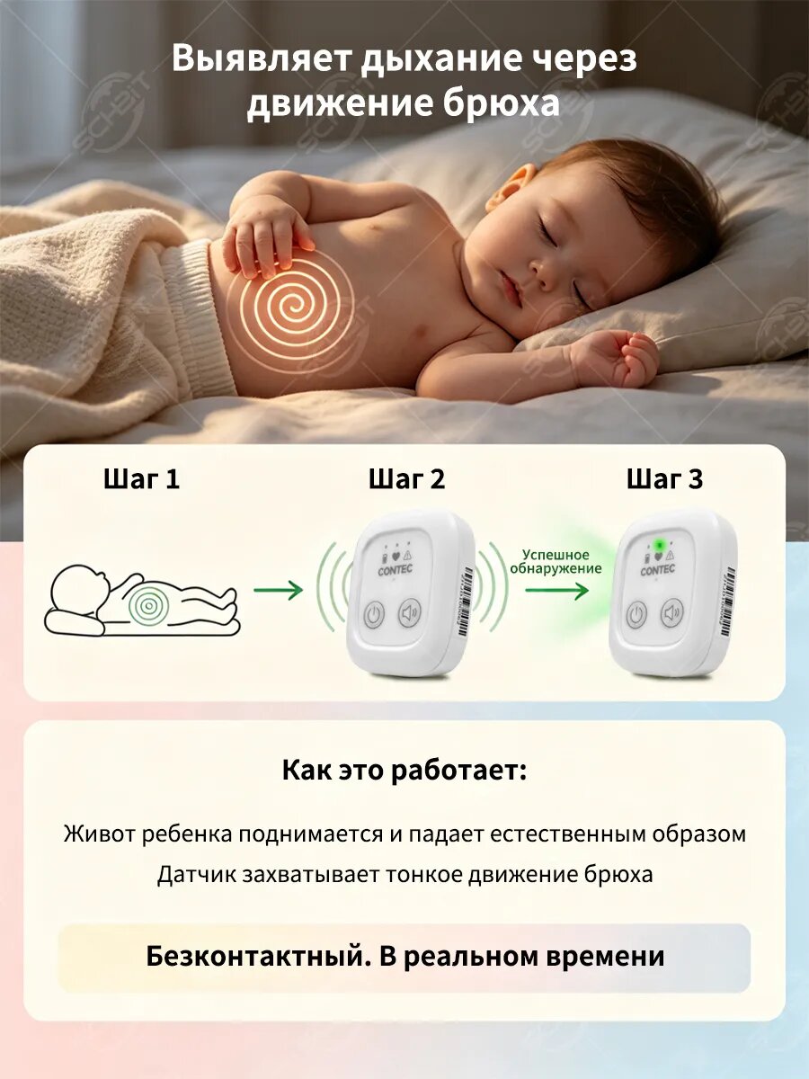 Монитор дыхания ребенка, вибрация при сне на животе