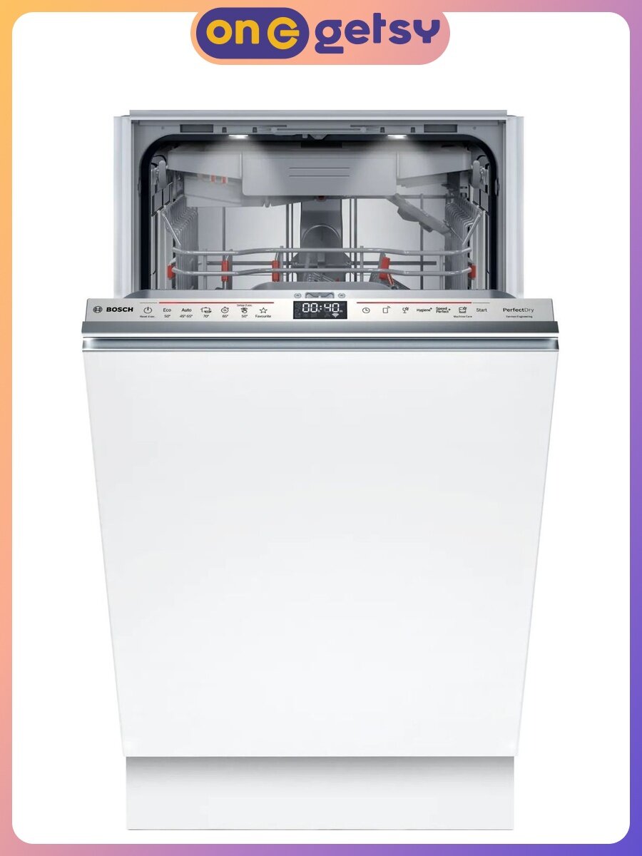 Встраиваемая посудомоечная машина BOSCH SPV8ZMX06Q, Serie 8, 45 см узкая, 10 комплектов, 6 программ, защита от протечек, серебристый