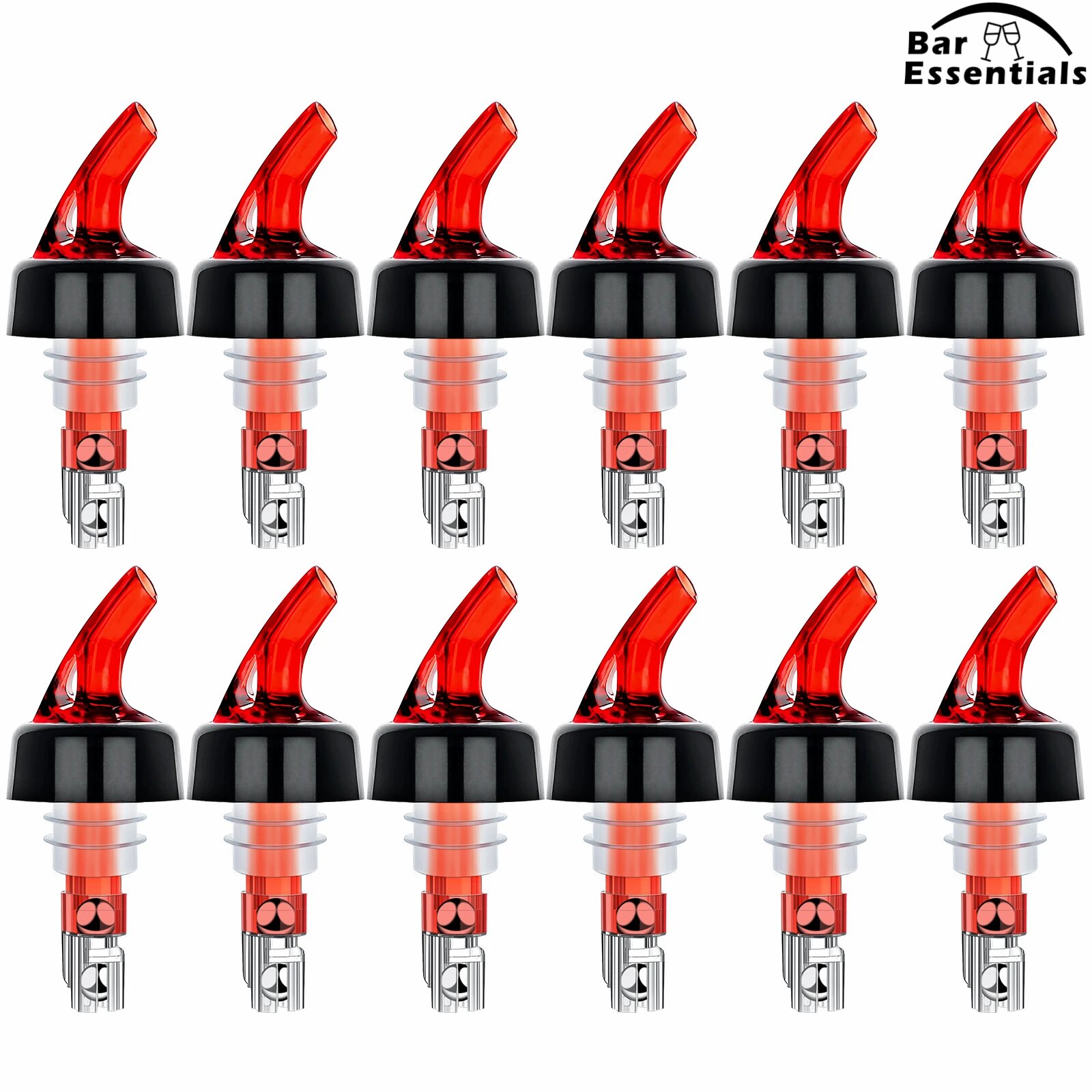 Мерные носики для бутылок Bar Essentials, Red, 12 шт