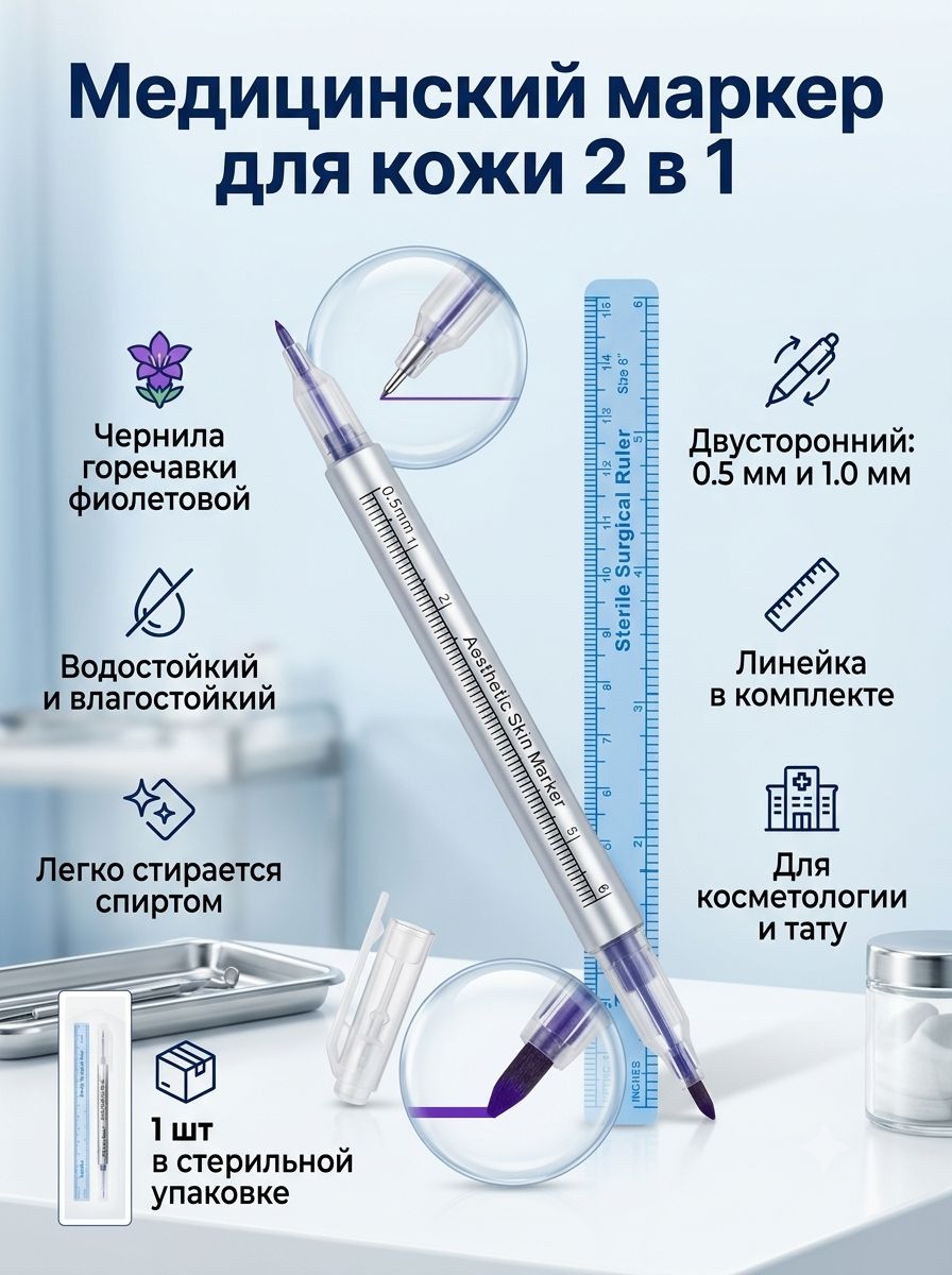Маркер Спиртовой, толщина: 1 мм, 1 шт. для медицины