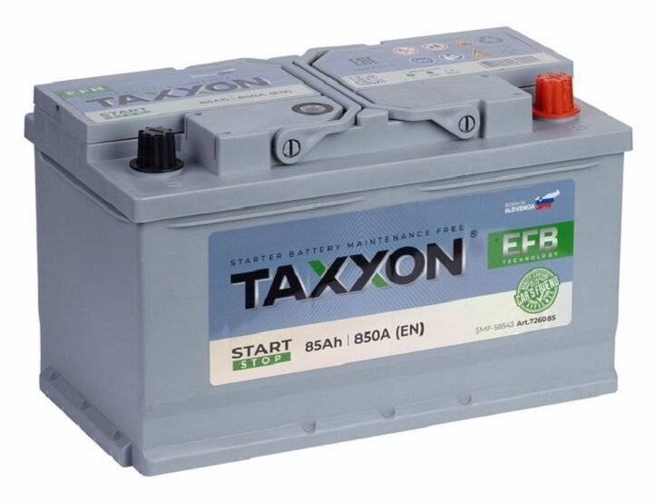 Аккумулятор автомобильный Taxxon EFB 85 А/ч 850 А обр. пол. Евро авто (315x175x190) 726085
