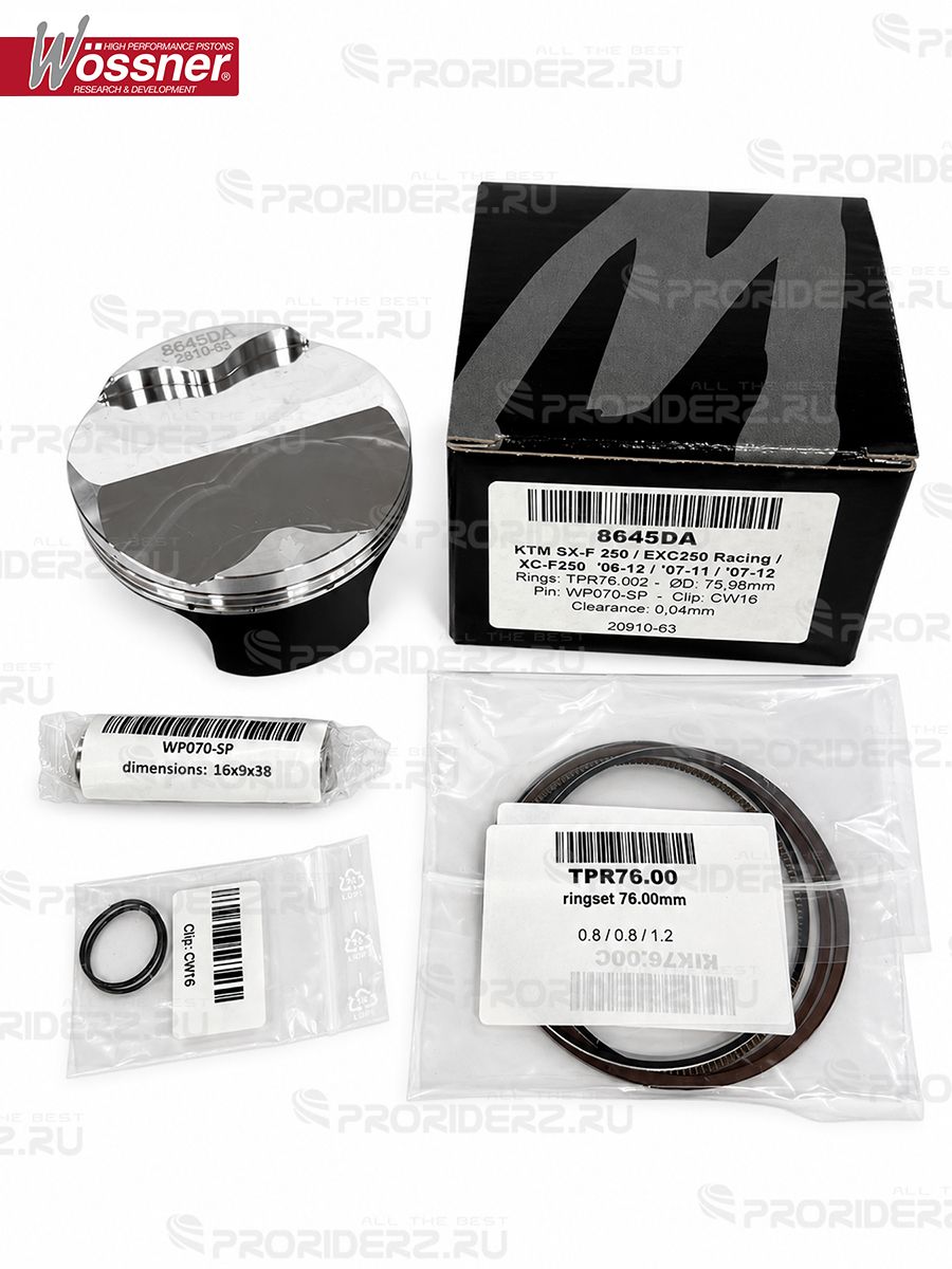 Поршень для мотоцикла SX-F250, XC-F250, EXC-F250, XCF-W250, Husaberg FE250 от бренда Wossner 8645DC