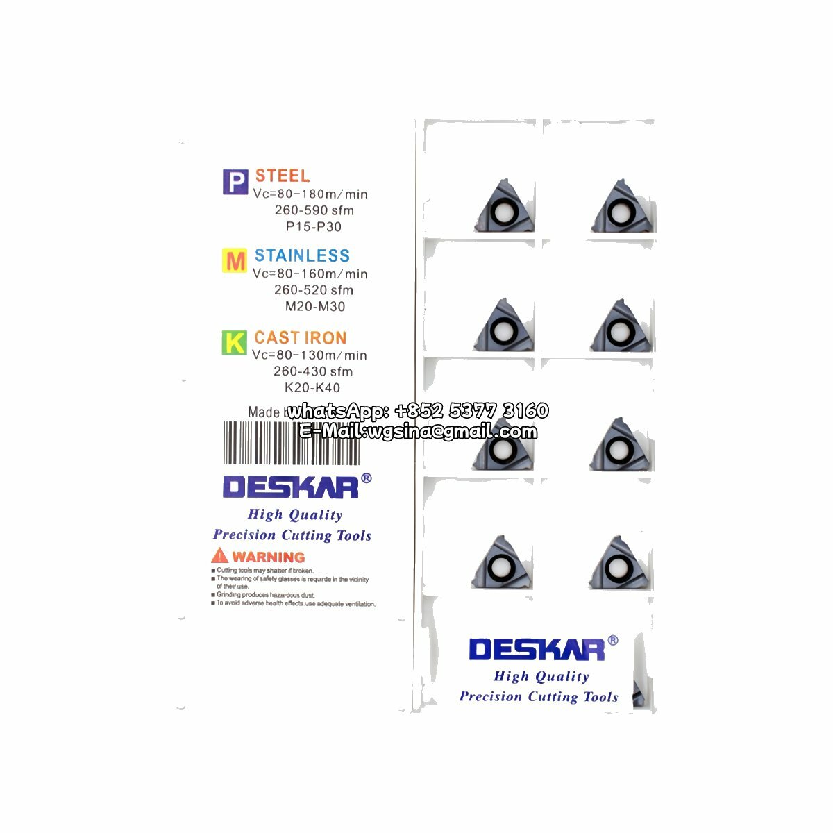 Пластина сменная твёрдосплавная 11ER 1.25 ISO LDA Deskar, 10 шт