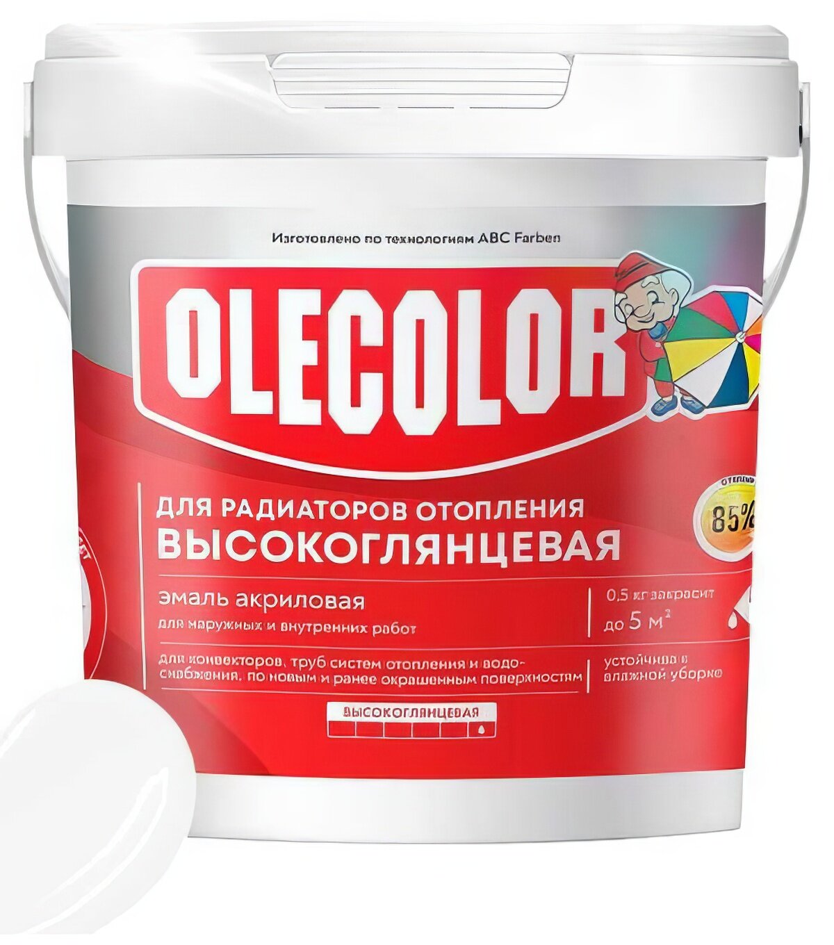 Акриловая эмаль для радиаторов отопления Olecolor (высокоглянцевая; 1 кг) 4300011043