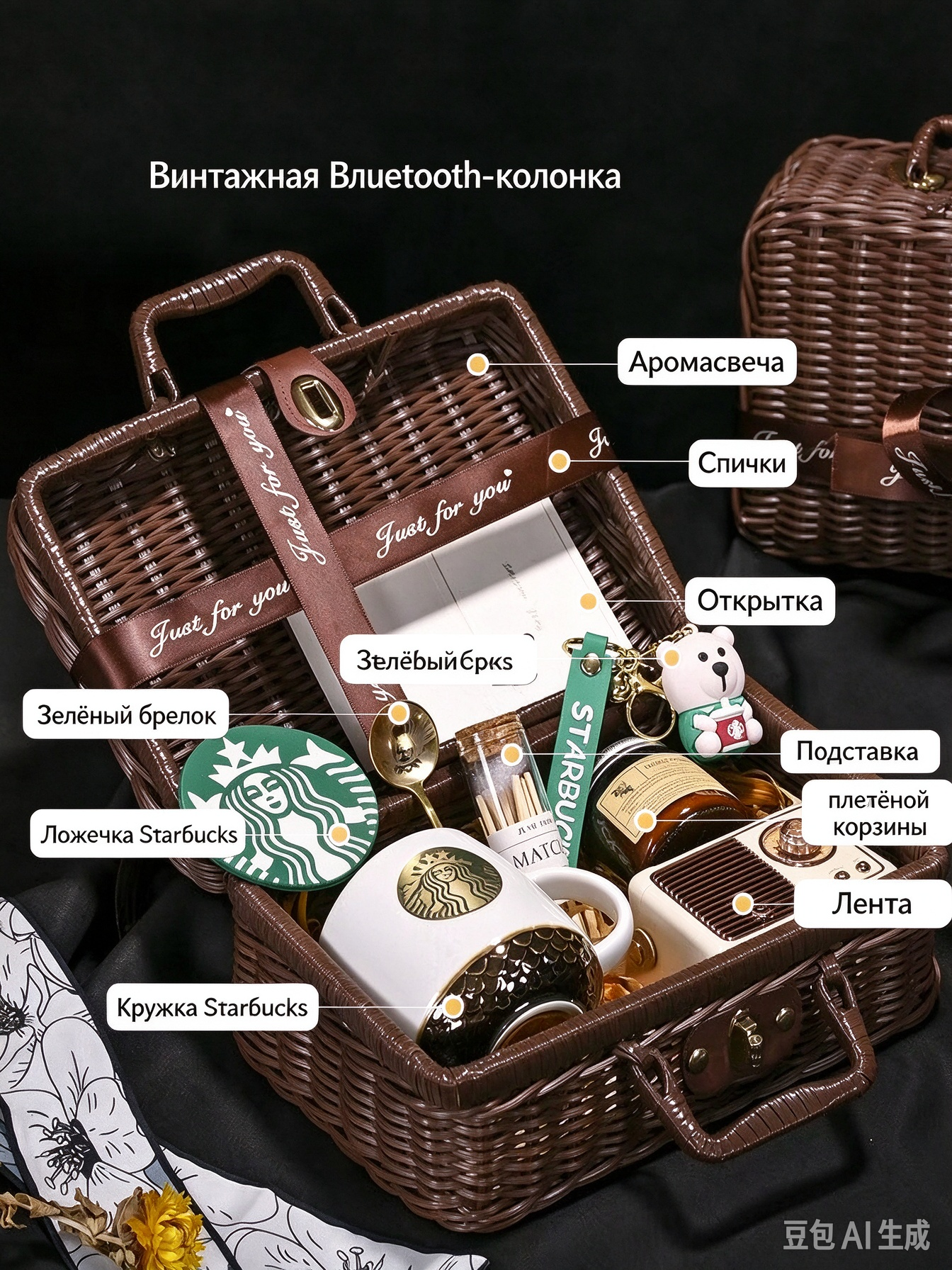 Подарочный набор Starbucks в корзинке