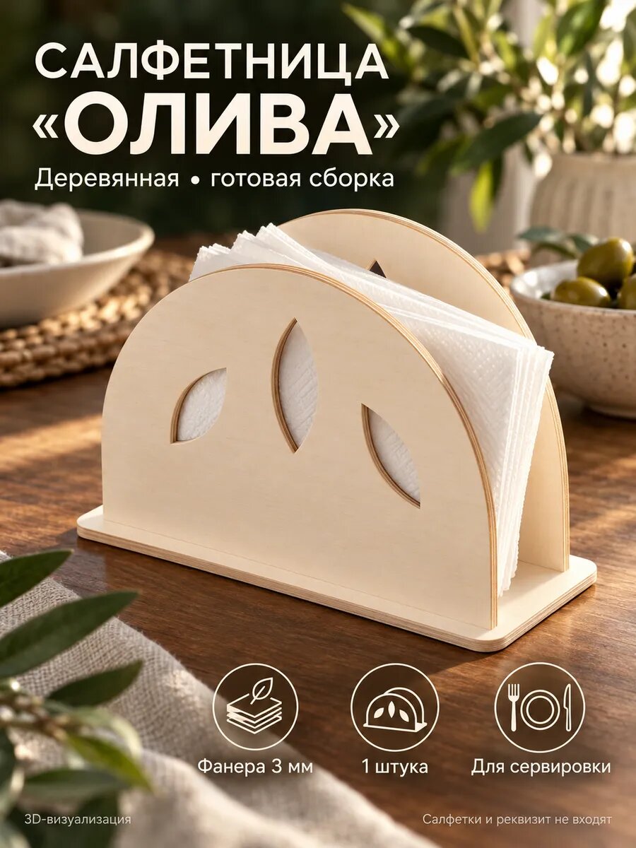 Салфетница деревянная на стол Олива для кухни