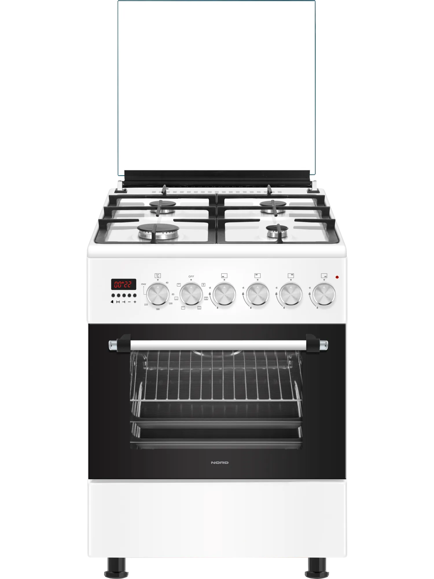 Плита газоэлектрическая NORD GE 6065 W, 4 конфорки, духовка 63 л, белый