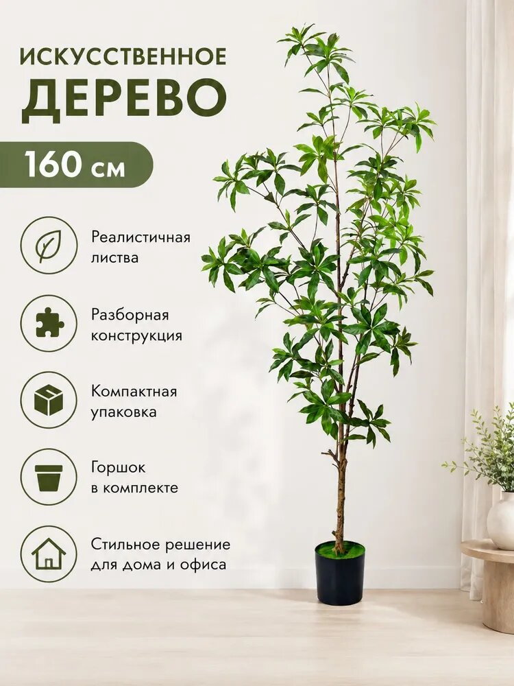 BBboys Искусственное дерево Кордилина 160 см, зеленый, в горшке