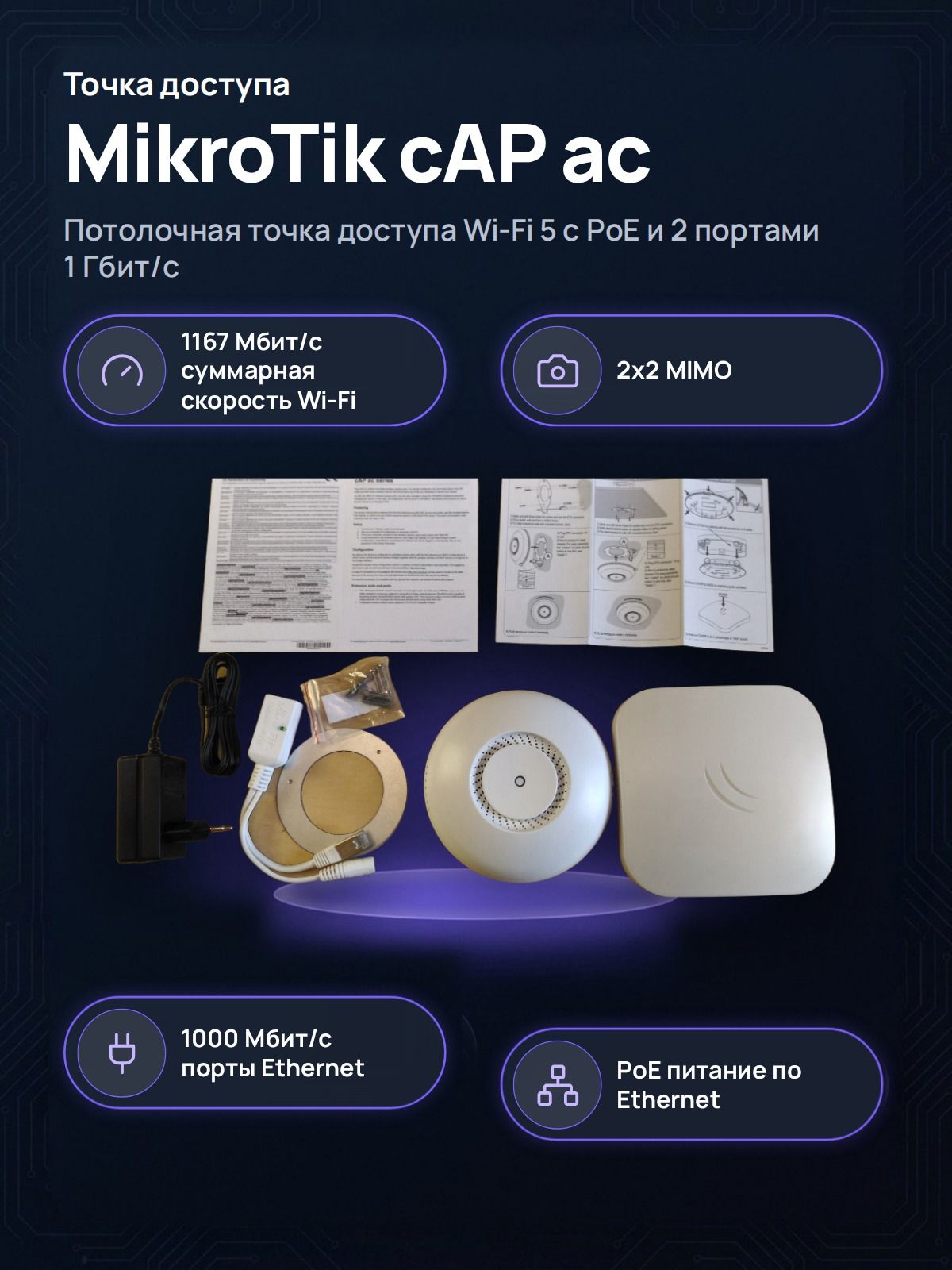 Точка доступа Wi-Fi Mikrotik RBcAPGi-5acD2nD