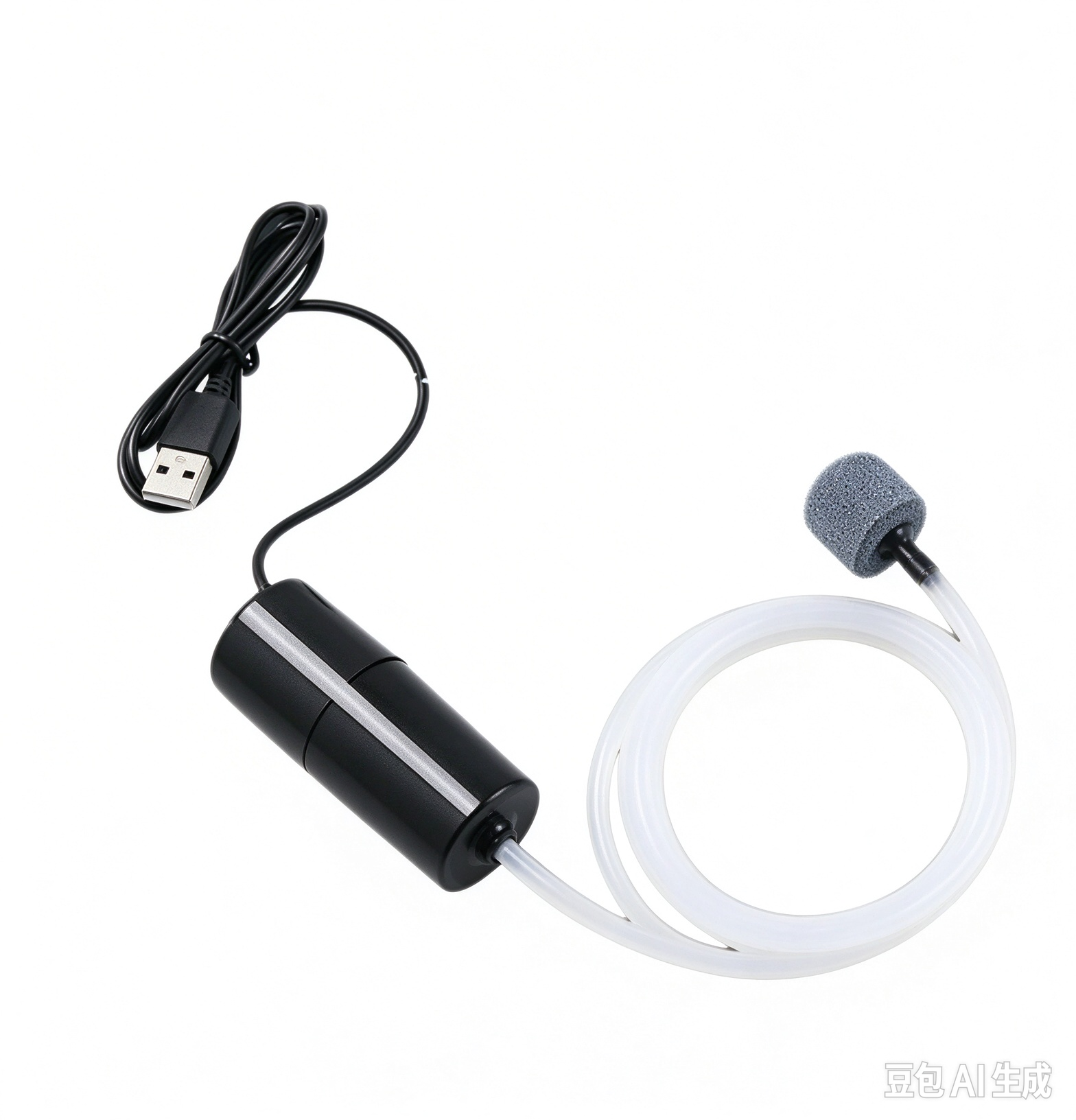 Аквариумный компрессор (бесшумный, USB‑питание), аэратор с двумя выходами для рыб