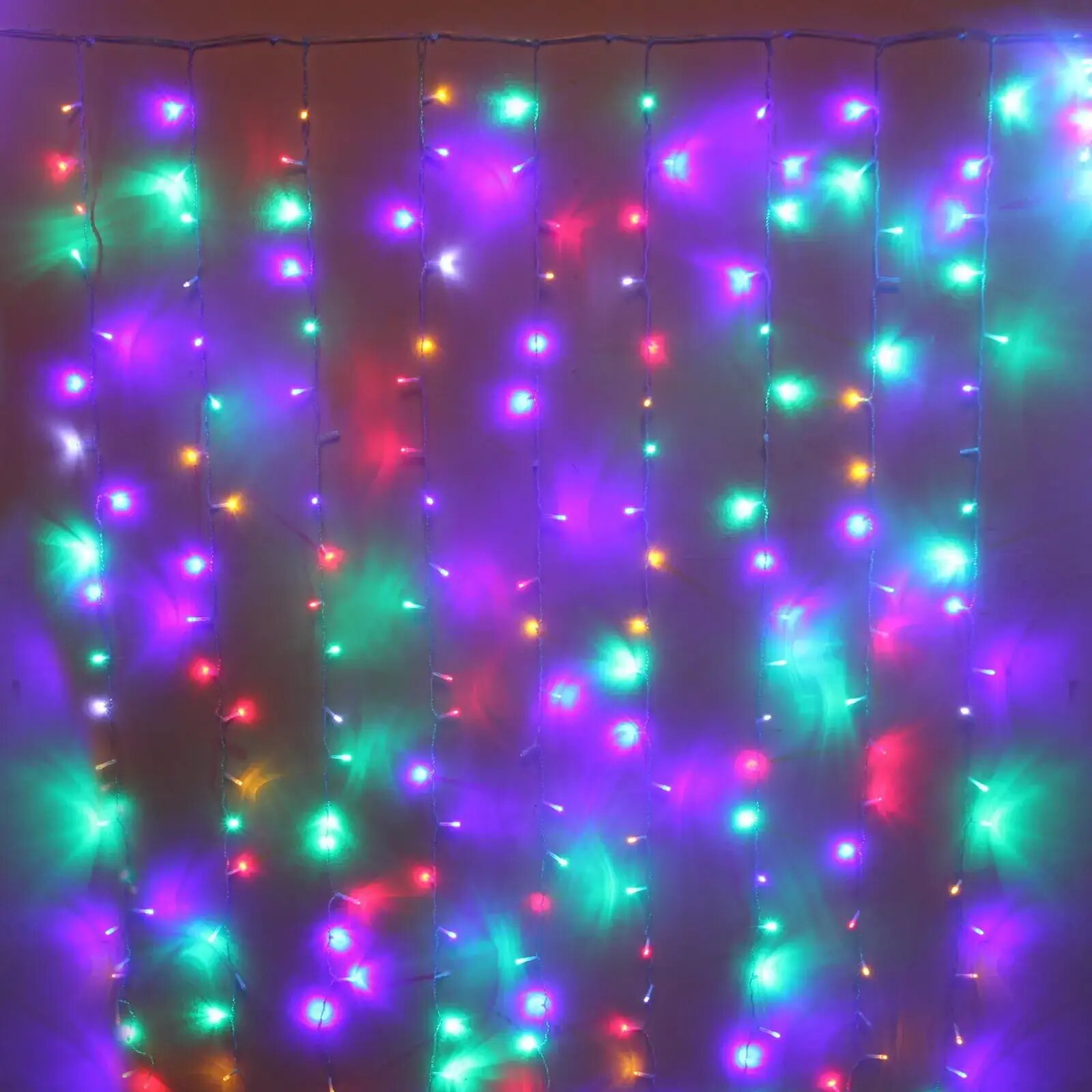 Гирлянда для дома занавес «Мерцание» ш3,0* в2,5 м 480 ламп LED, прозрач. пров, авторежим, IP-20, Мультицвет (возможность соединения)