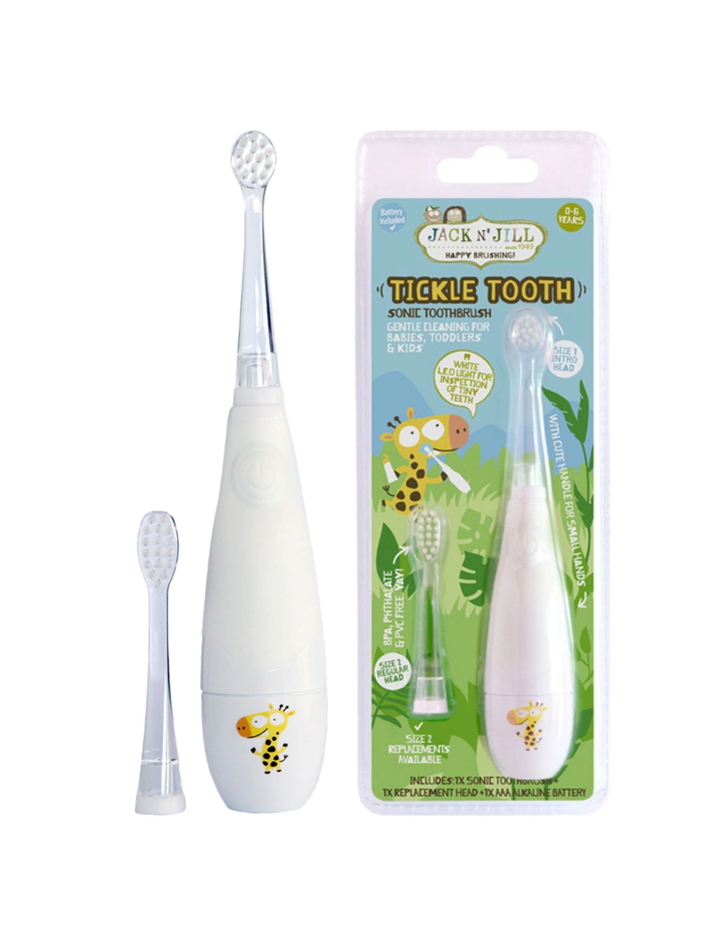 Детская электрическая зубная щетка Jack N' Jill Tickle Tooth Sonic Toothbrush 0 6 лет
