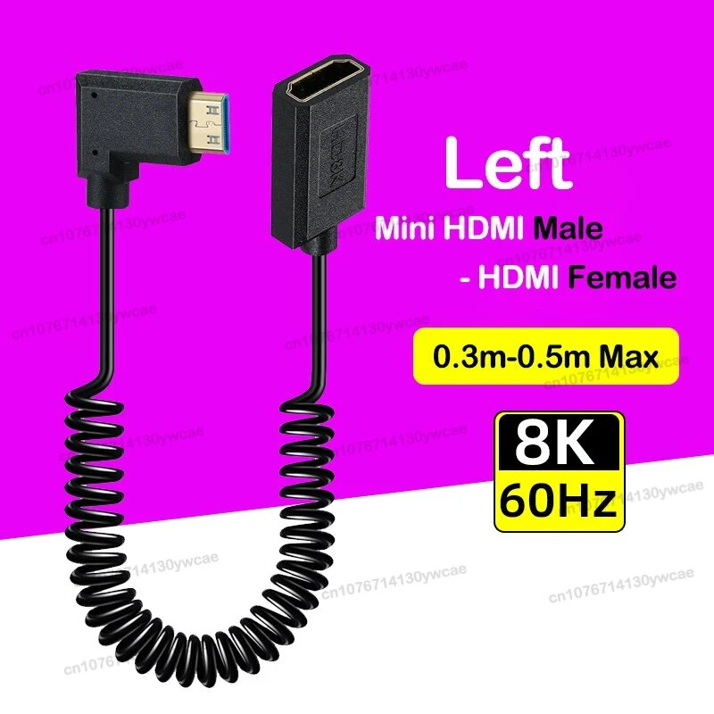 BSN HDMI-кабель 8K60Hz угловой 90 градусов Mini HDMI - Left