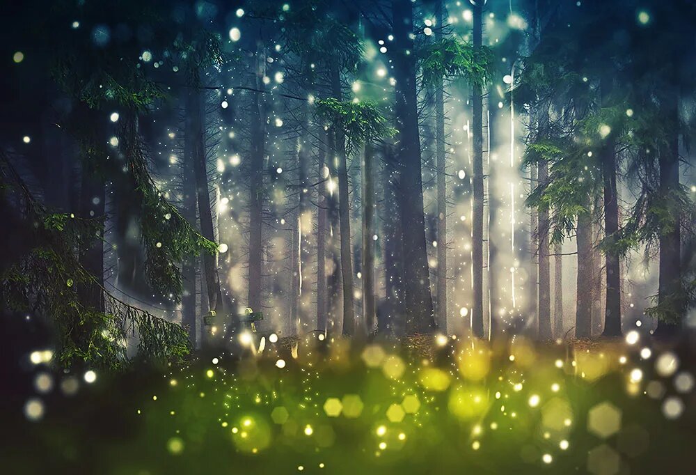 Фотофон Весенний лес, синий, 90x60 см