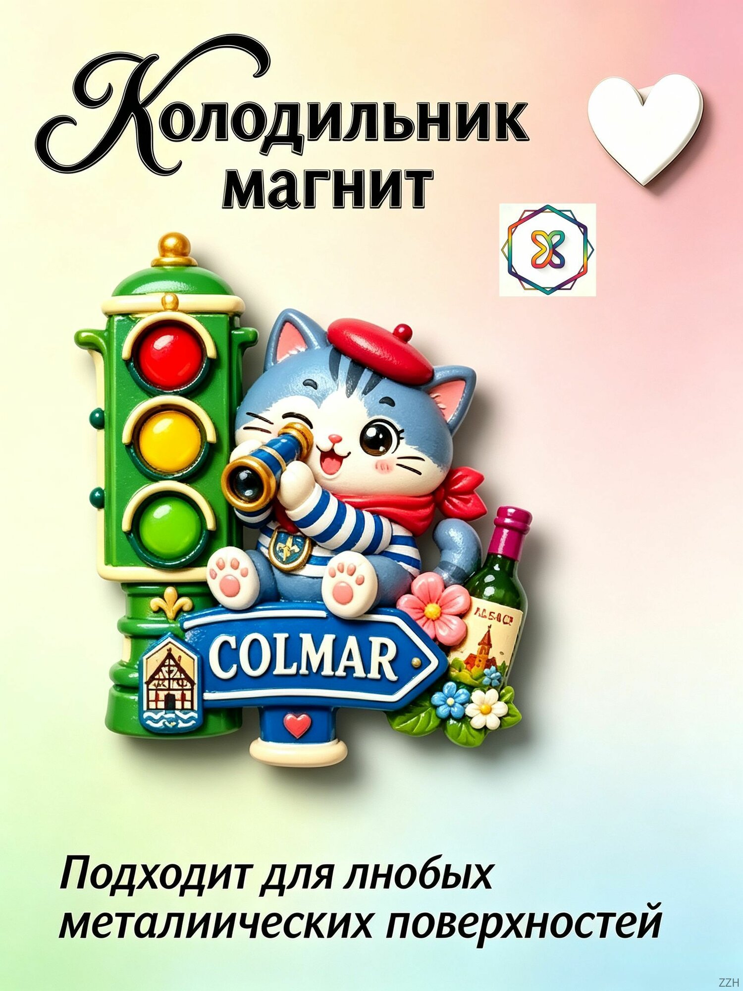 Магнит на холодильник с дизайном французского креативного кошки-светофора, европейский туристический сувенир, украшение для дома, кухни, стены, небольшой подарок.