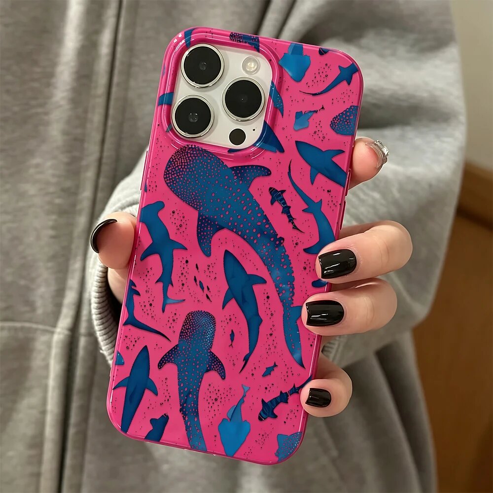 Чехол для телефона с рисунком акулы для iPhone 14, 13 Pro Max, 11, 12 Розовый, Rose, For iphone 11