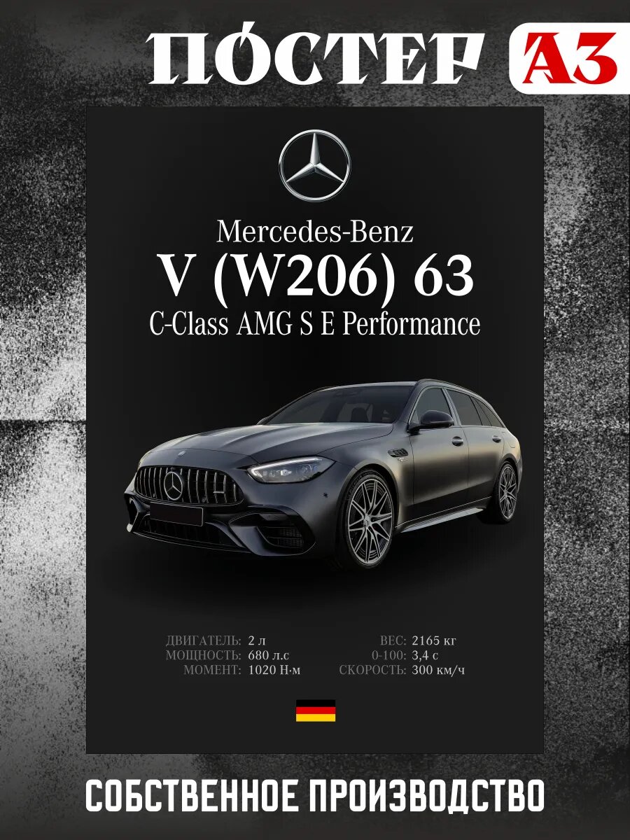 Постер на стену интерьерный А3 Mercedes-Benz C-Класс AMG V