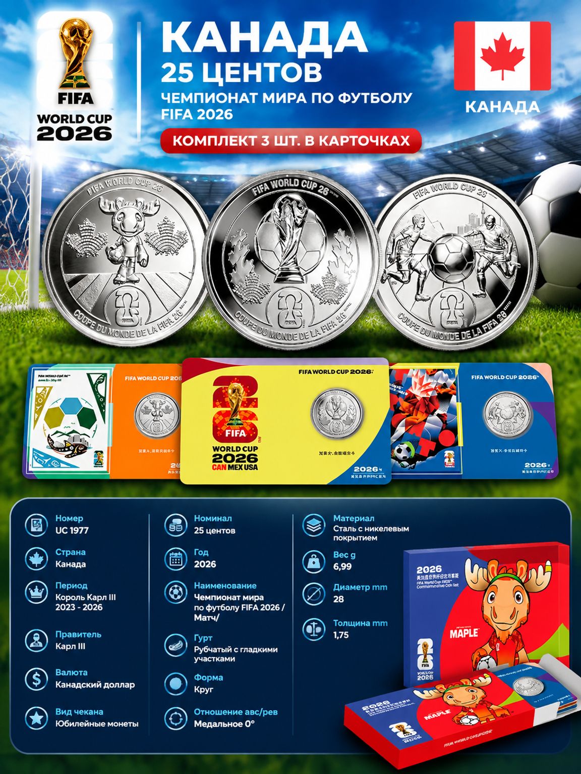 Канада 25 центов, 2026 Чемпионат мира по футболу FIFA 2026