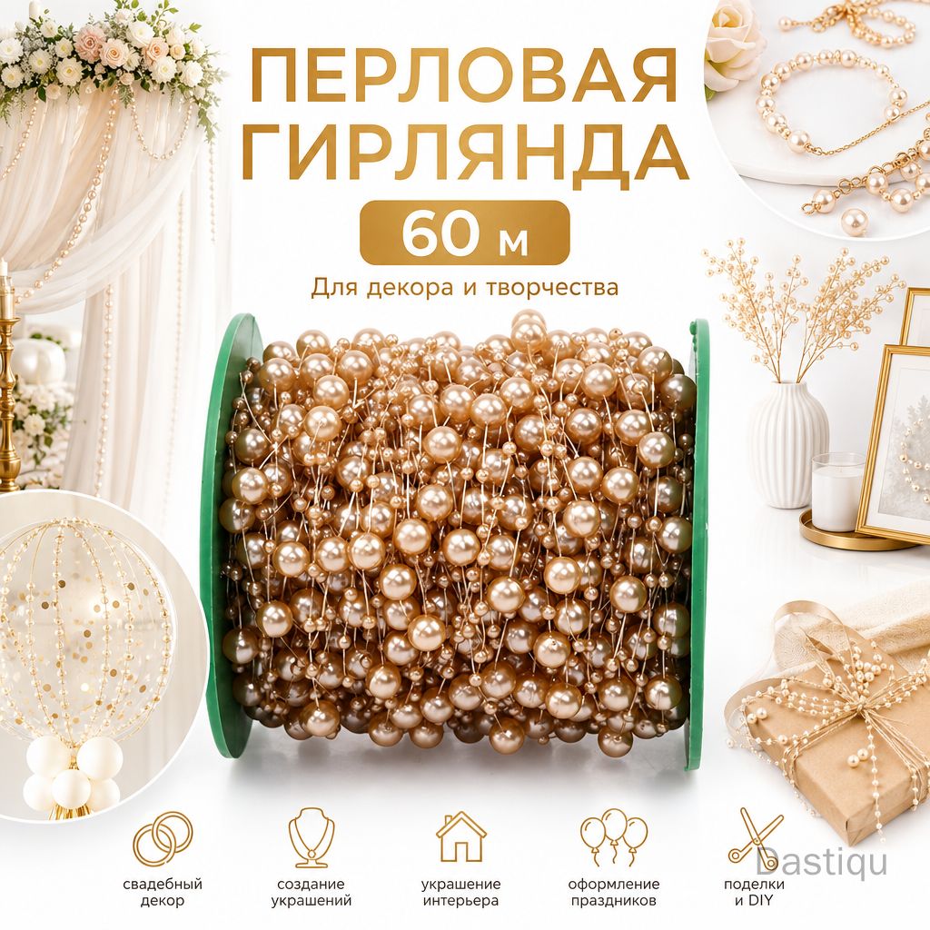 Искусственные жемчужные бусины, цвет кофе, 60 м/рулон, стиль "звездное небо"