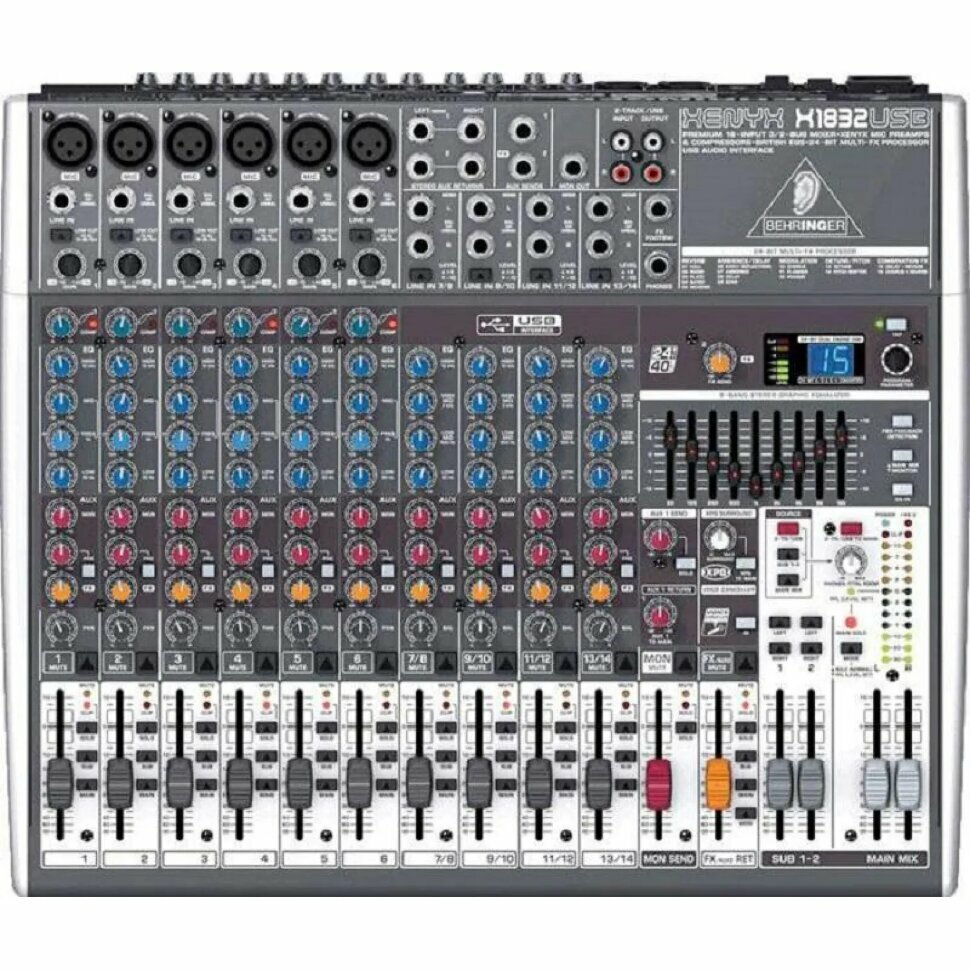 Микшерный пульт BEHRINGER X1832USB, 3 AUX-шины, процессор эффектов, USB, 1710895