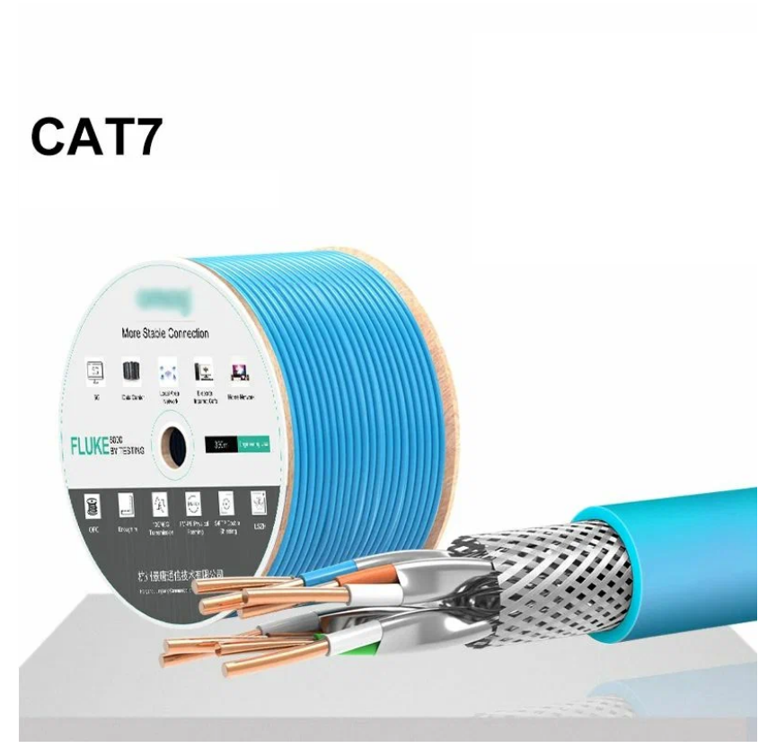 Кабель Ethernet Cat6A/7/8 Full, S/FTP 22/23AWG LSZH OFC, сплошной, чистый, неизолированный медный провод, 2000/600 МГц, UTP, PVC, CMR, сетевой