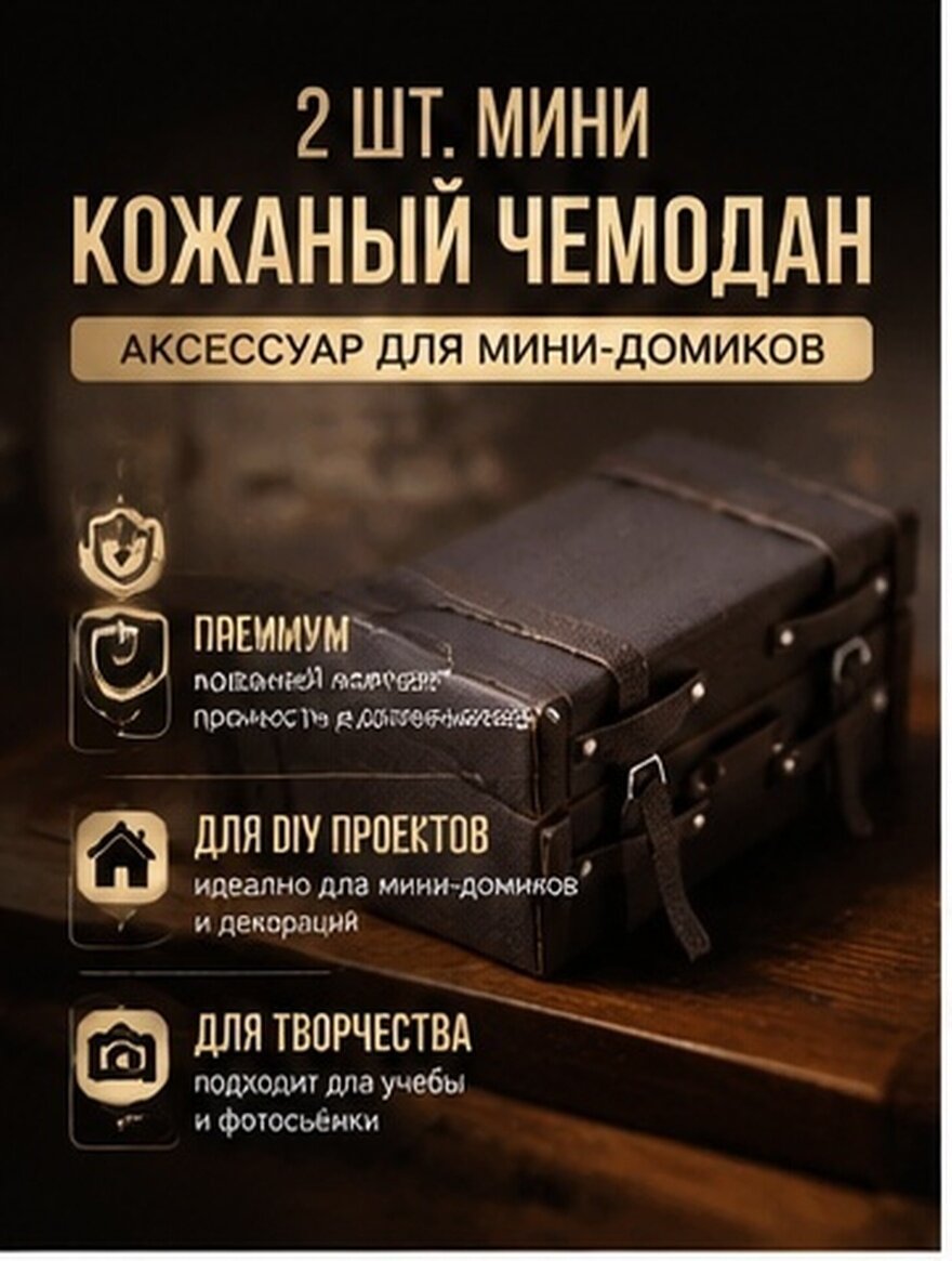 2 Штуки Миниатюрные Деревянные Кожаные Чемоданы Для Украшения Мини Дома Фото Аксессуары 5 8X3 1Cm