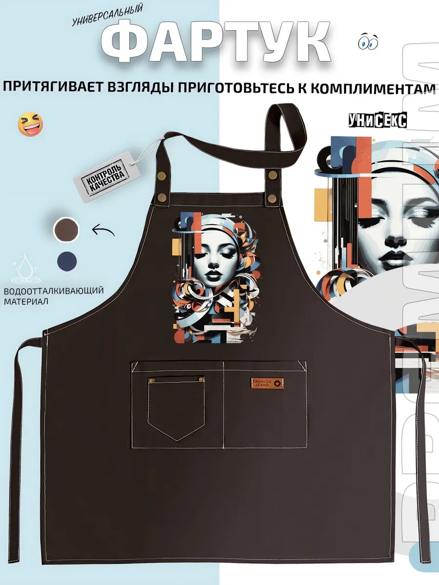 Фартук Абстрактная Леди Abstract Lady Современное кухонный с принтом универсальный