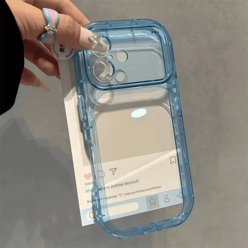 Роскошный прозрачный чехол для iPhone 18 Pro Max, 17, 16, 15, 14, 13, 12, 11 iPhone17 Про Макс, Blue