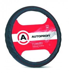 Оплётка руля Autoprofi Luxury натуральная кожа композитная черный M