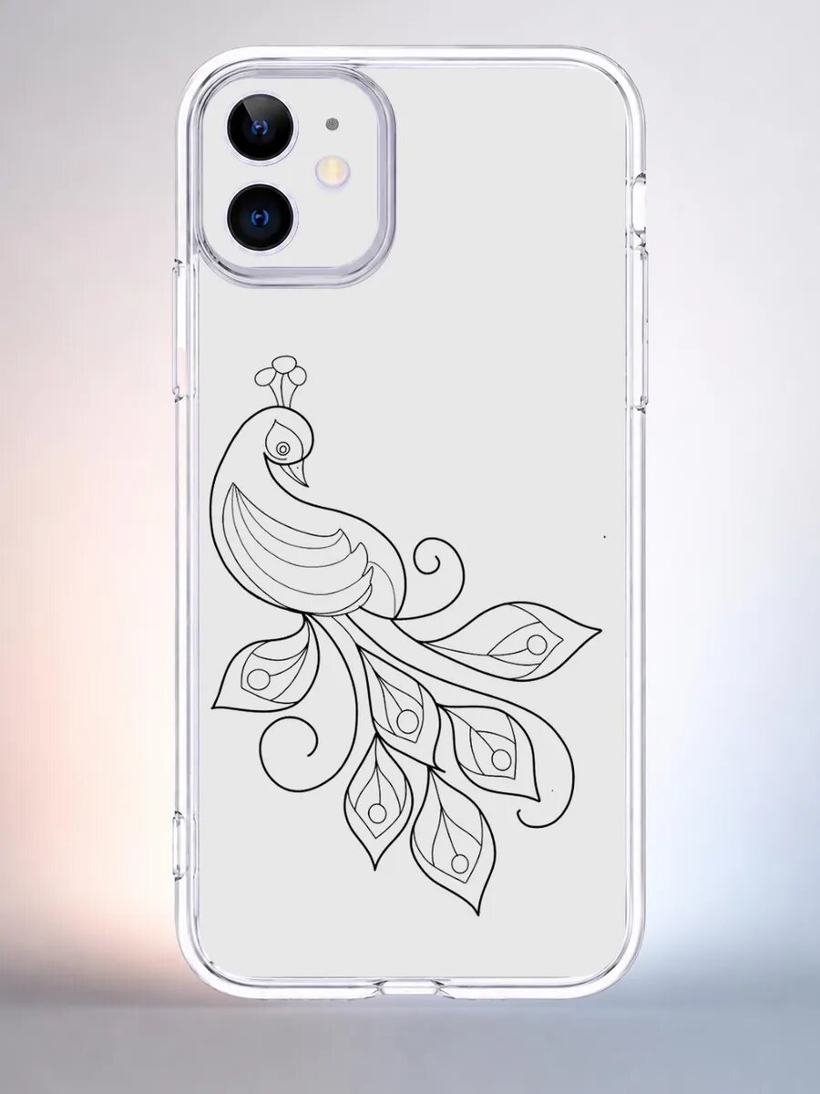 Чехол iPhone 11 павлин мелкий силиконовый