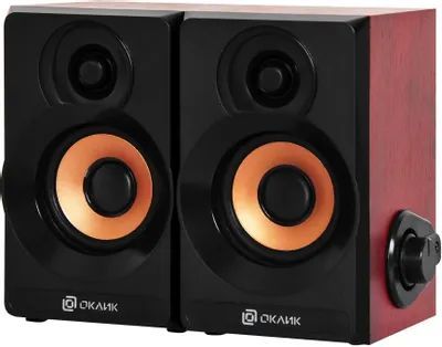 Колонки для компьютера Oklick OK-161, 2.0, 150 - 20000 Гц, 55 дБ, черный/ вишня (358267)