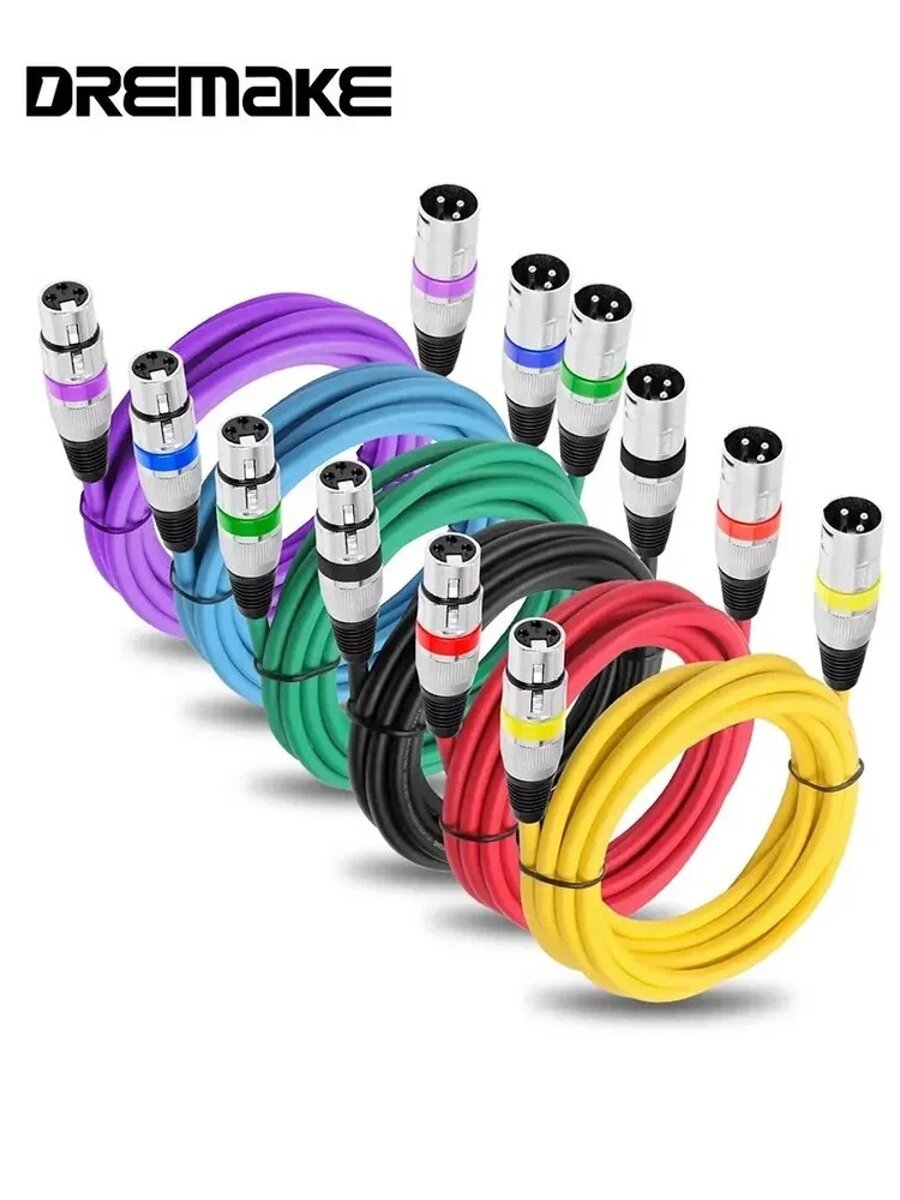 DREMAKE Аудиокабель XLR/XLR, 1 м, разноцветный, Длина, м 1, Единиц в одном товаре 6
