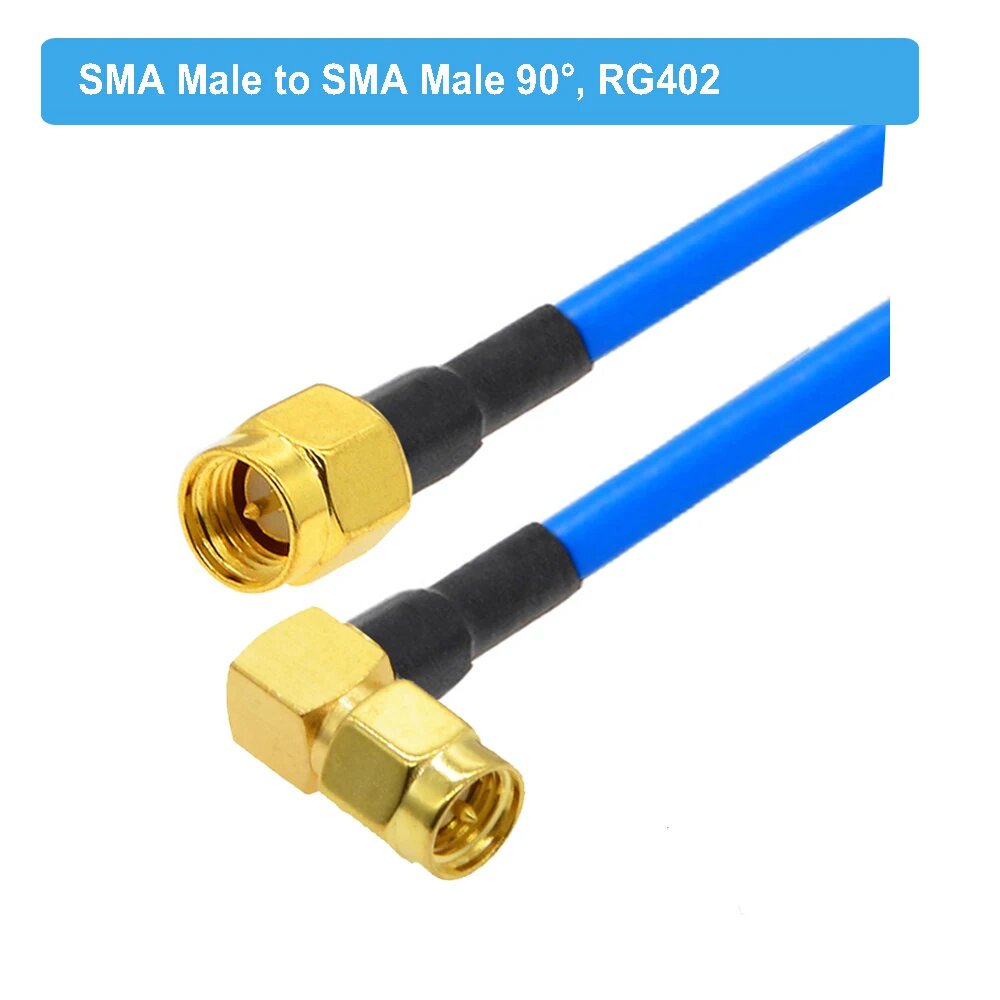 Коаксиальный кабель SMA Male to SMA Male 90°, RG402, 20см