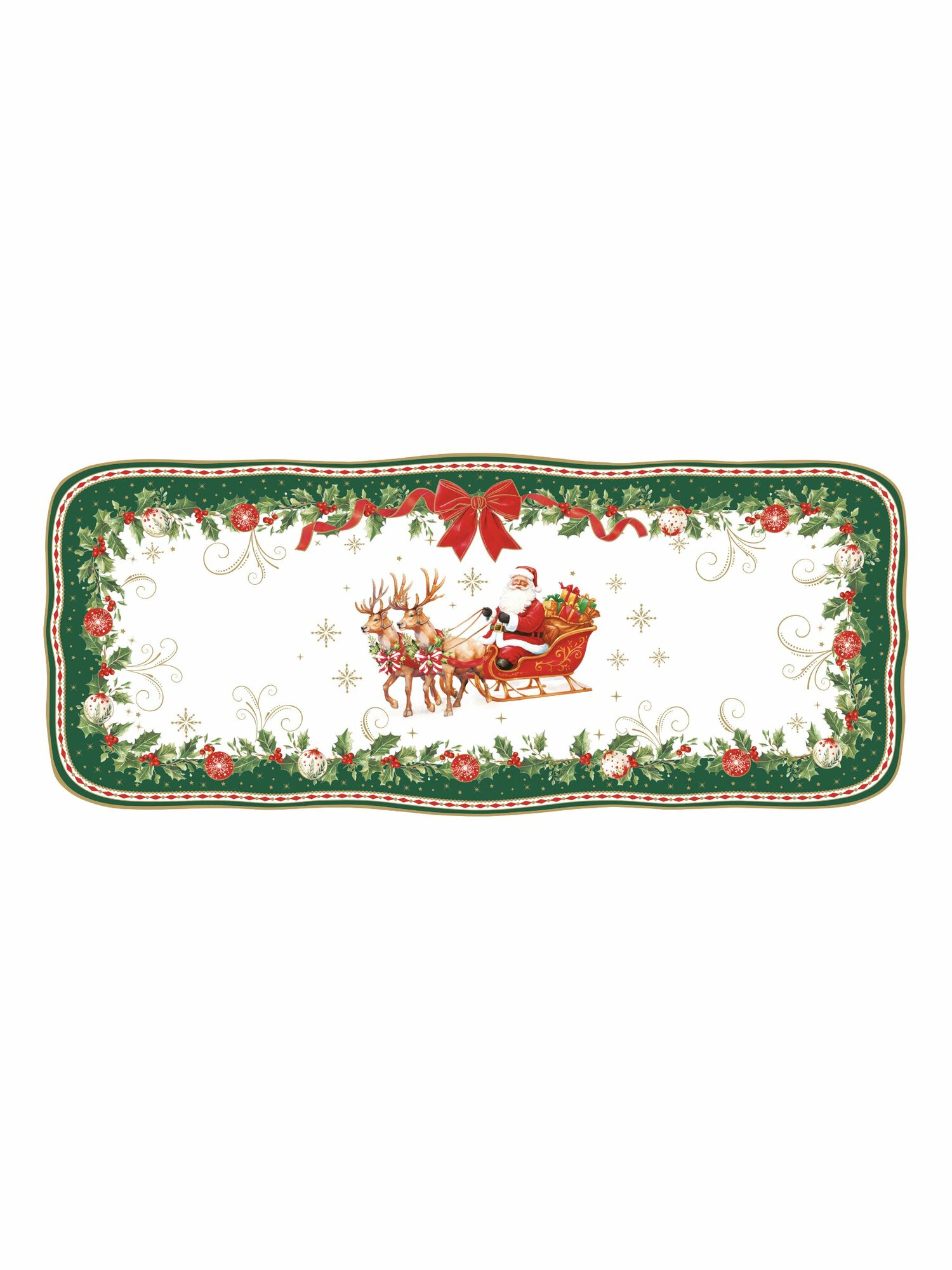 Блюдо сервировочное 36х15 см Christmas Heritage фарфоровое новогоднее для закусок и десертов