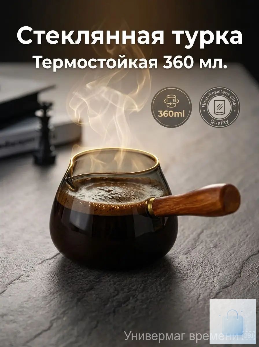 Турка 360 мл 1 шт закаленное стекло