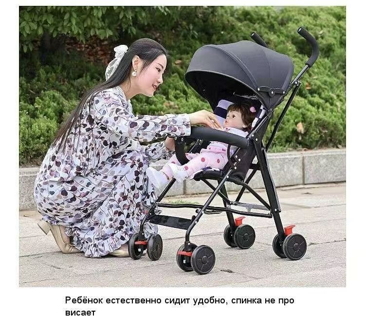 Детская прогулочная коляска круглогодичная с ремнями безопасности, зеленый2 — фото 1