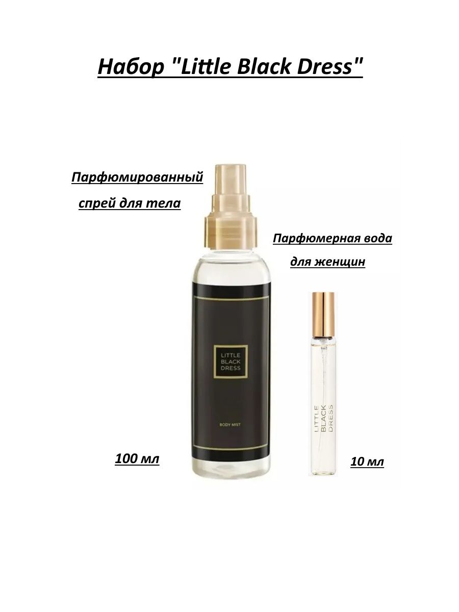 Набор "Little black dress" для нее (Парфюмированный спрей для тела 100 мл + Парфюмерная вода 10 мл)