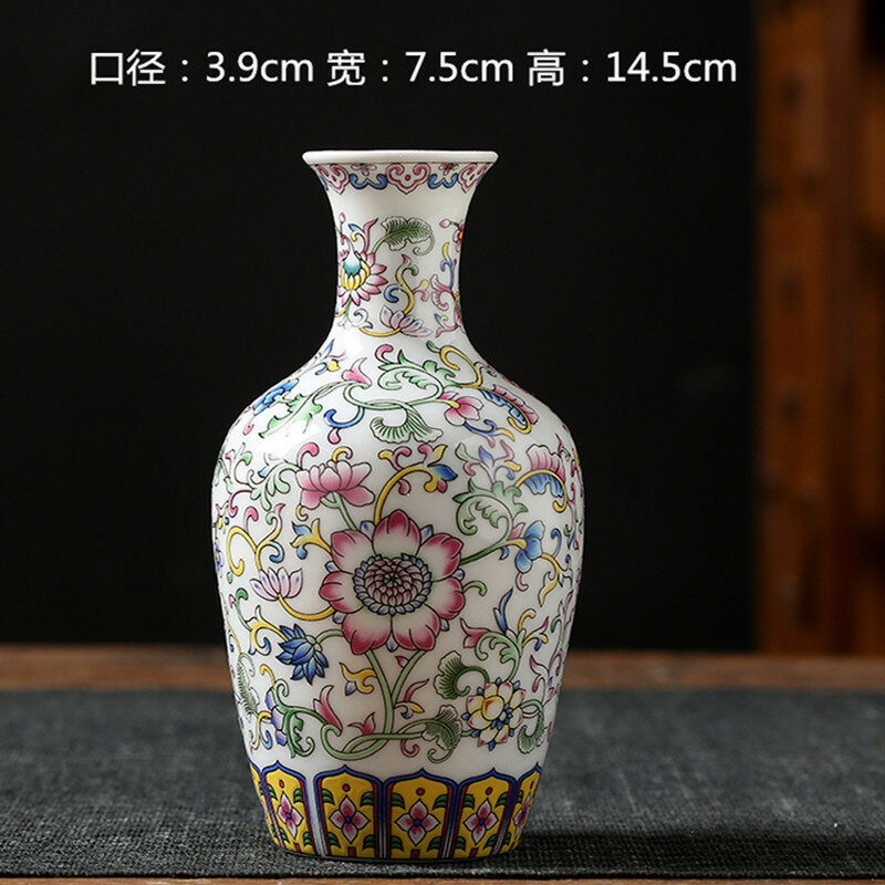 Античная Зеленая Глазурь Ваза Украшения Античный и античный Qianlong Год Цветочный Сосуд Эмаль Цвет Античная Стойка A88