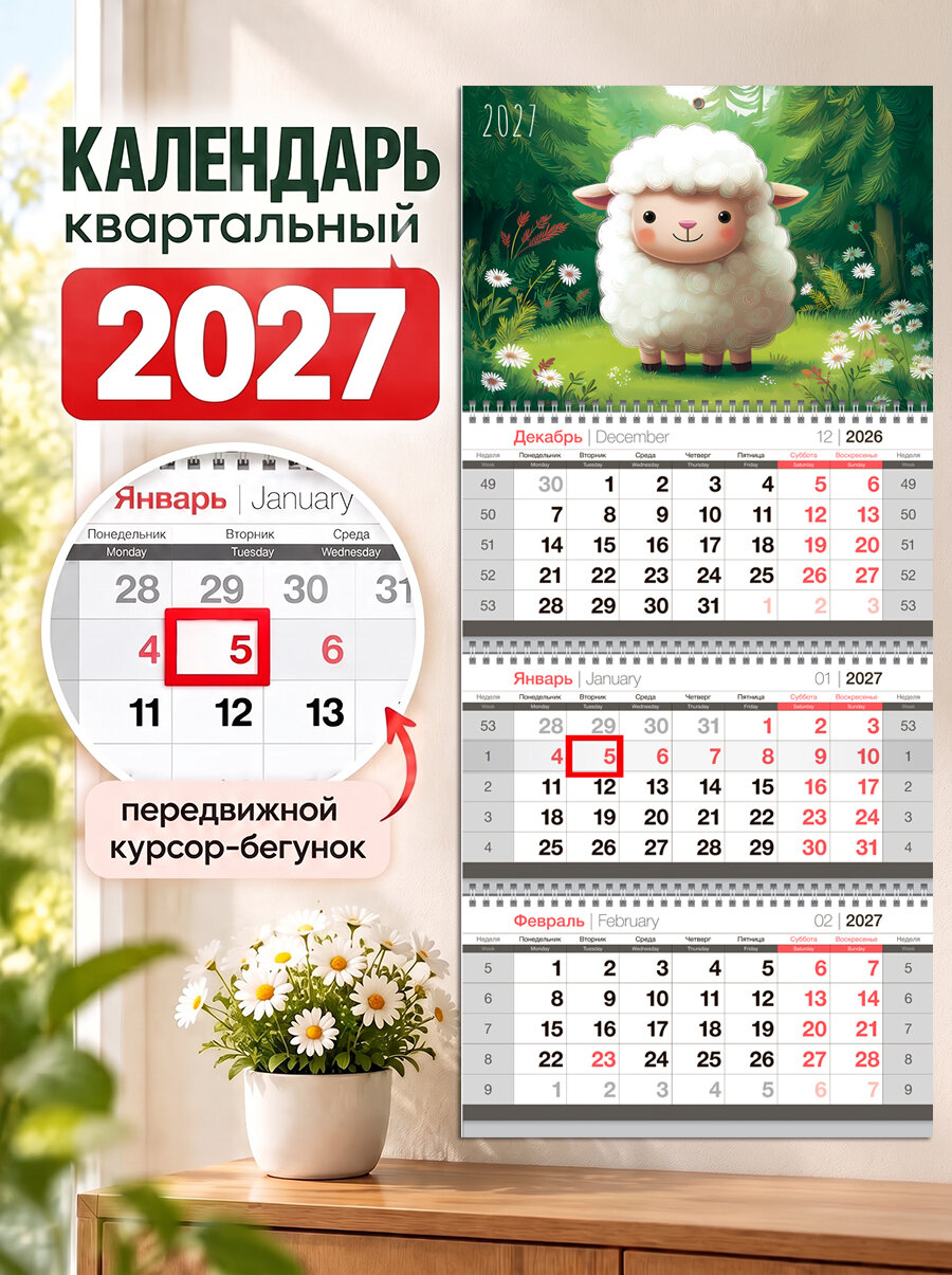 BG Календарь квартальный "Барашек" 2027 год