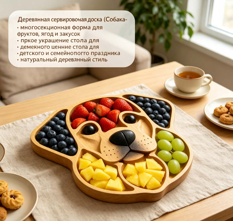 Деревянное разделительное блюдо в виде животных, креативный поднос для фруктов, сыра и закусок, для домашних чаепитий