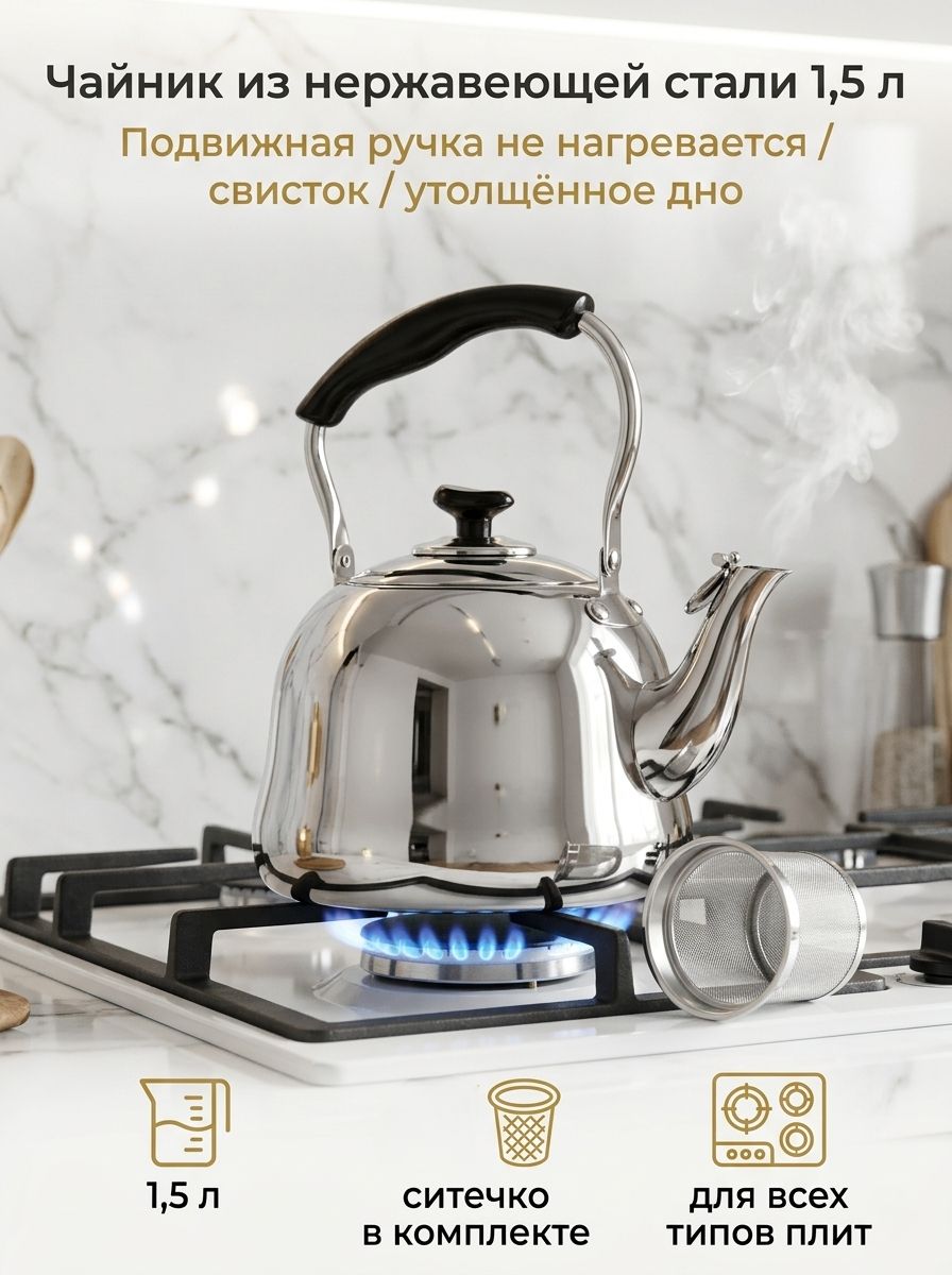 Чайник Kelli KL-3116 1.5л нерж