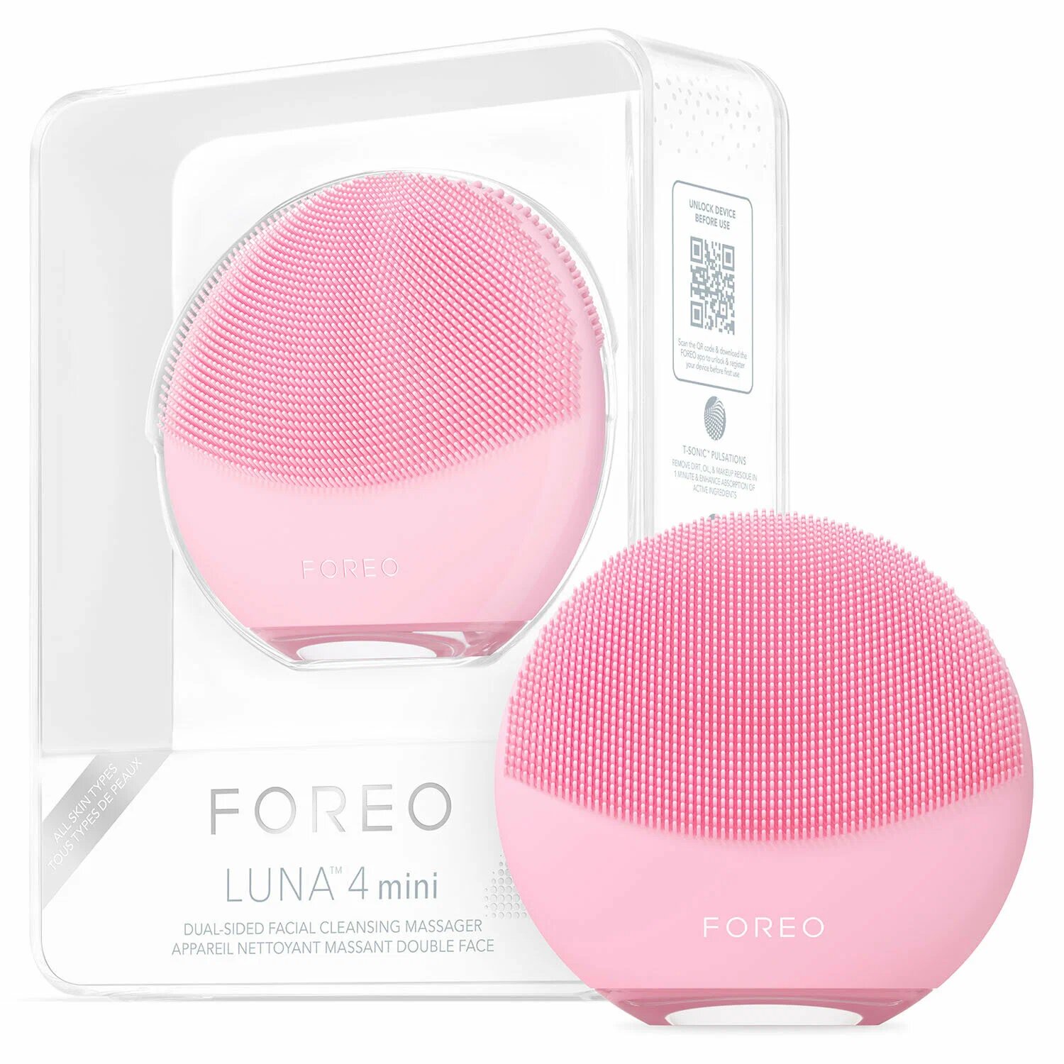 FOREO LUNA 4 mini Электрическая щетка с 2 зонами для очищения всех типов кожи, Pearl Pink