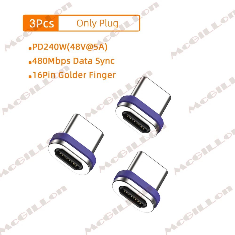 3шт. USB Type-C адаптер, 240W, 480Mbps, 16Pin