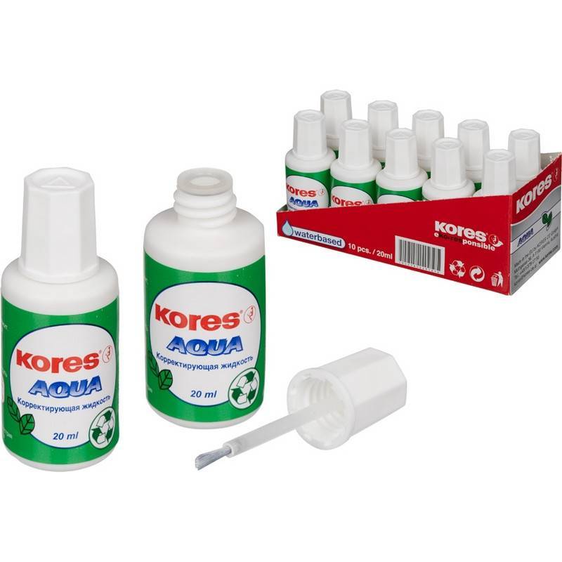 Корректирующая жидкость (штрих) Kores Aqua водная 20 мл 60906
