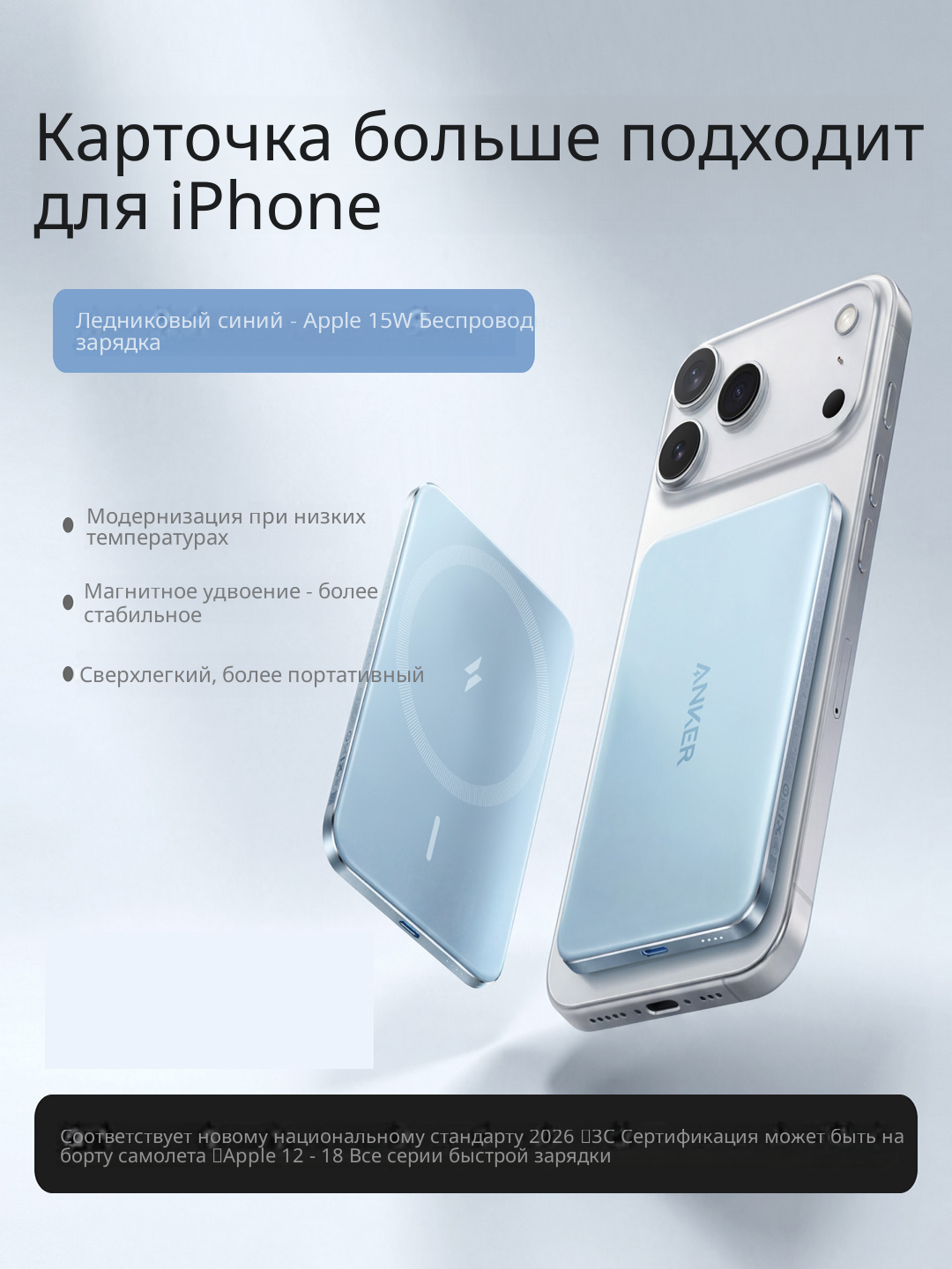 Портативное зарядное устройство (Powerbank) Anker Nano Power Bank A1115 5000mAh (голубой)